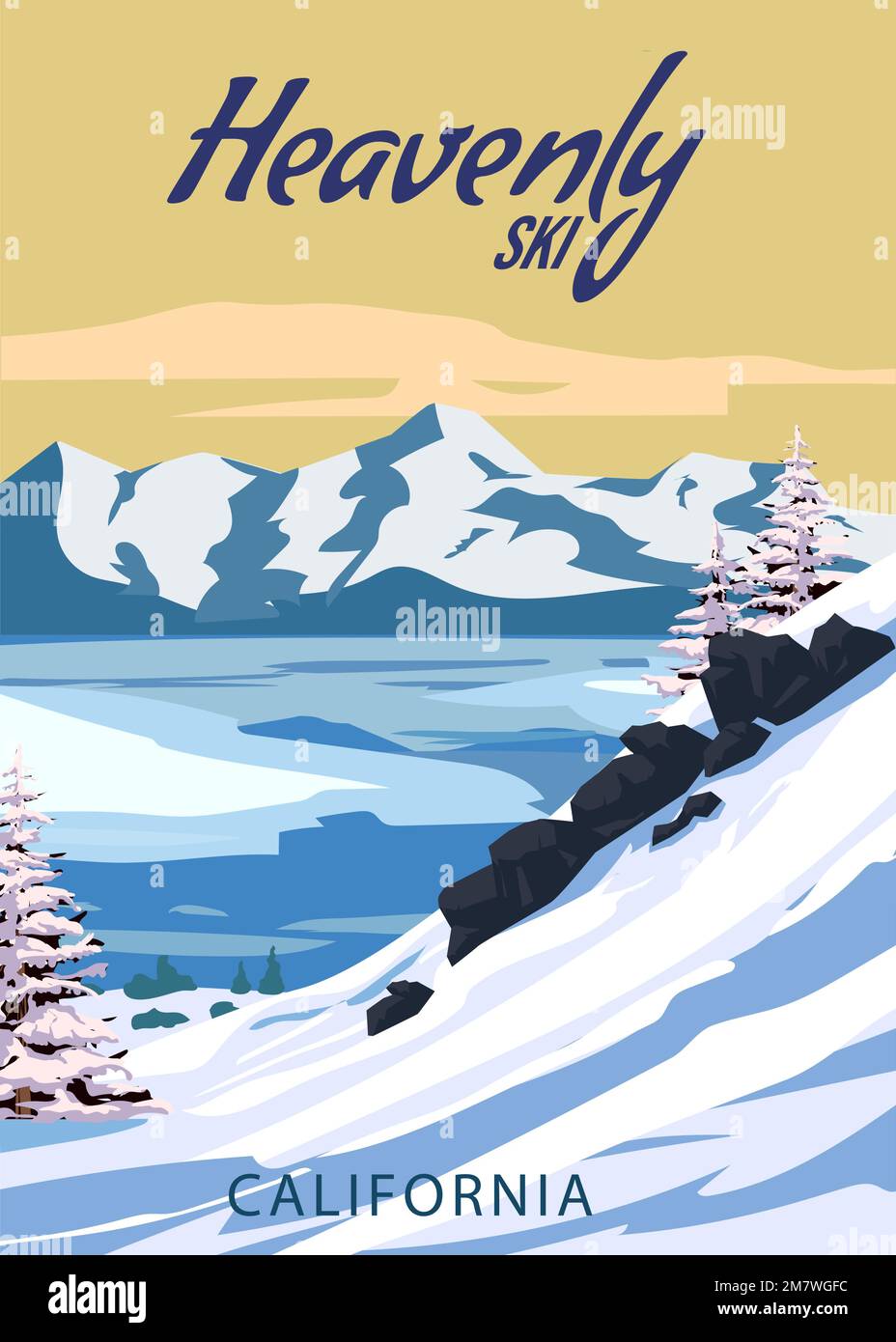 Heavenly Ski Travel resort poster vintage. California USA winter ...