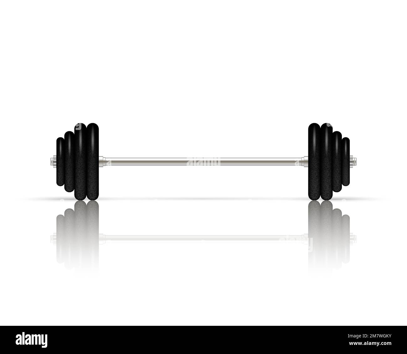 Barbell with removable disks isolated on white background. Vector ...