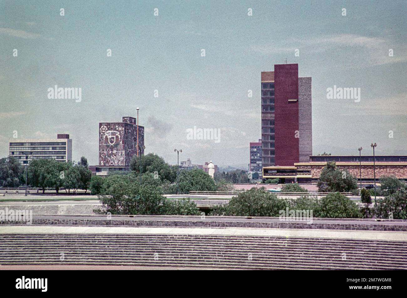 UNAM university campus modern architecture seen from stadium, National ...