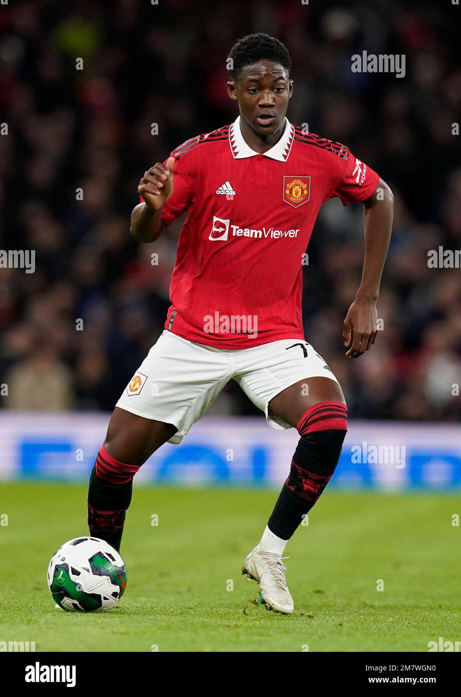 Manchester, England, 10th January 2023. Kobbie Mainoo of Manchester ...