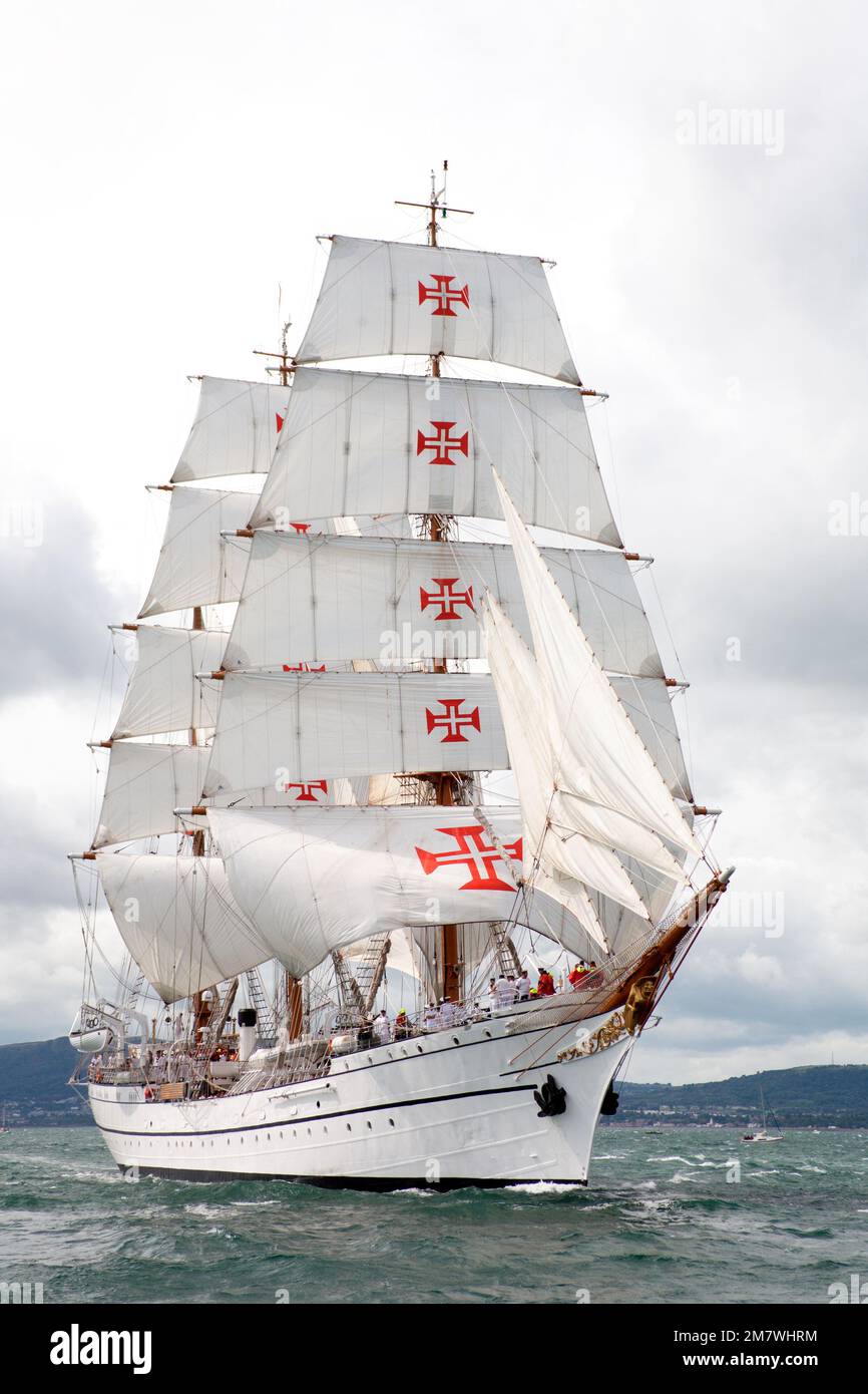 Portuguese Navy tall ship Sagres II, Belfast Lough, 2009 Stock Photo ...