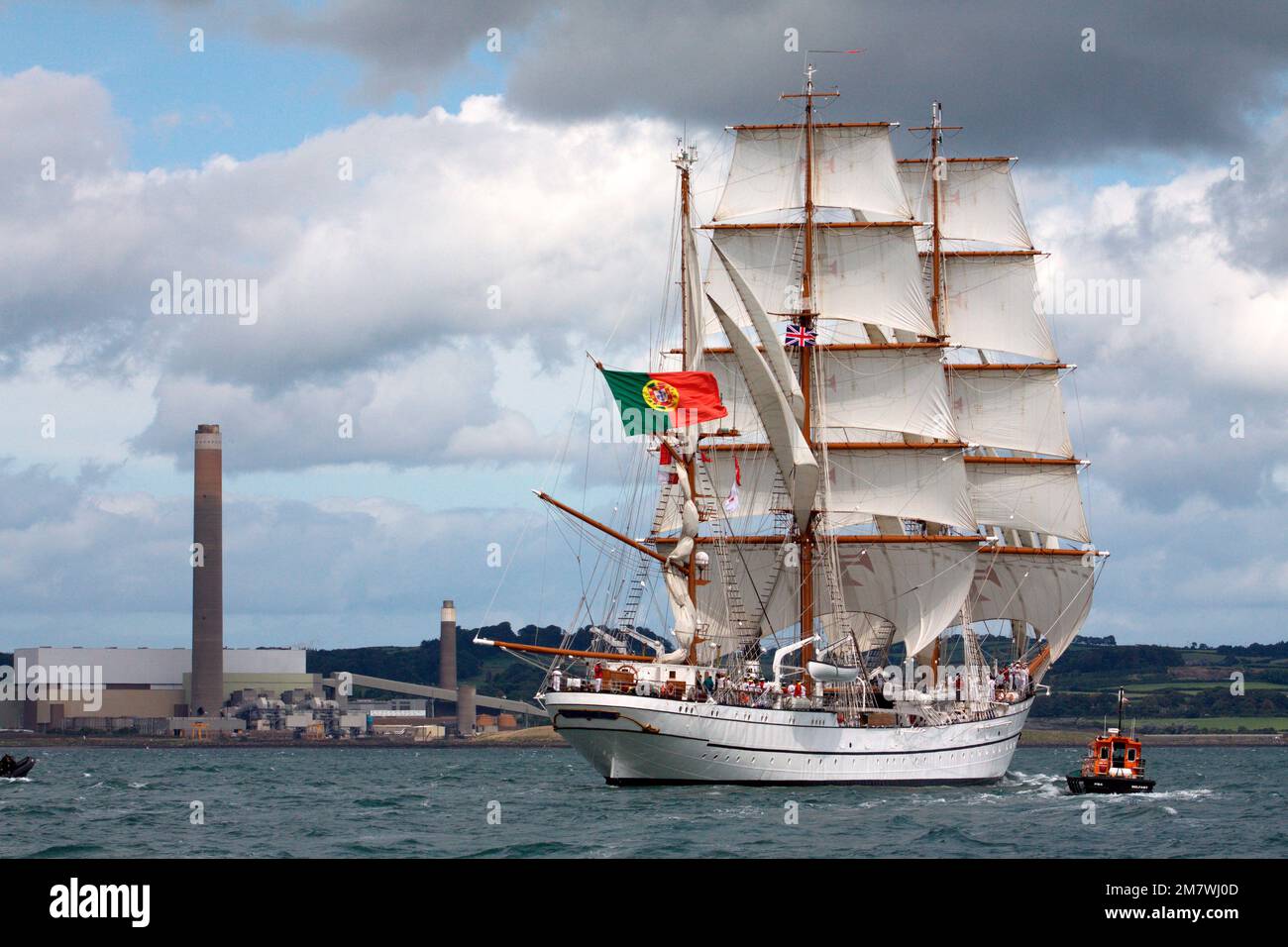 Portuguese Navy tall ship Sagres II, Belfast Lough, 2009 Stock Photo ...