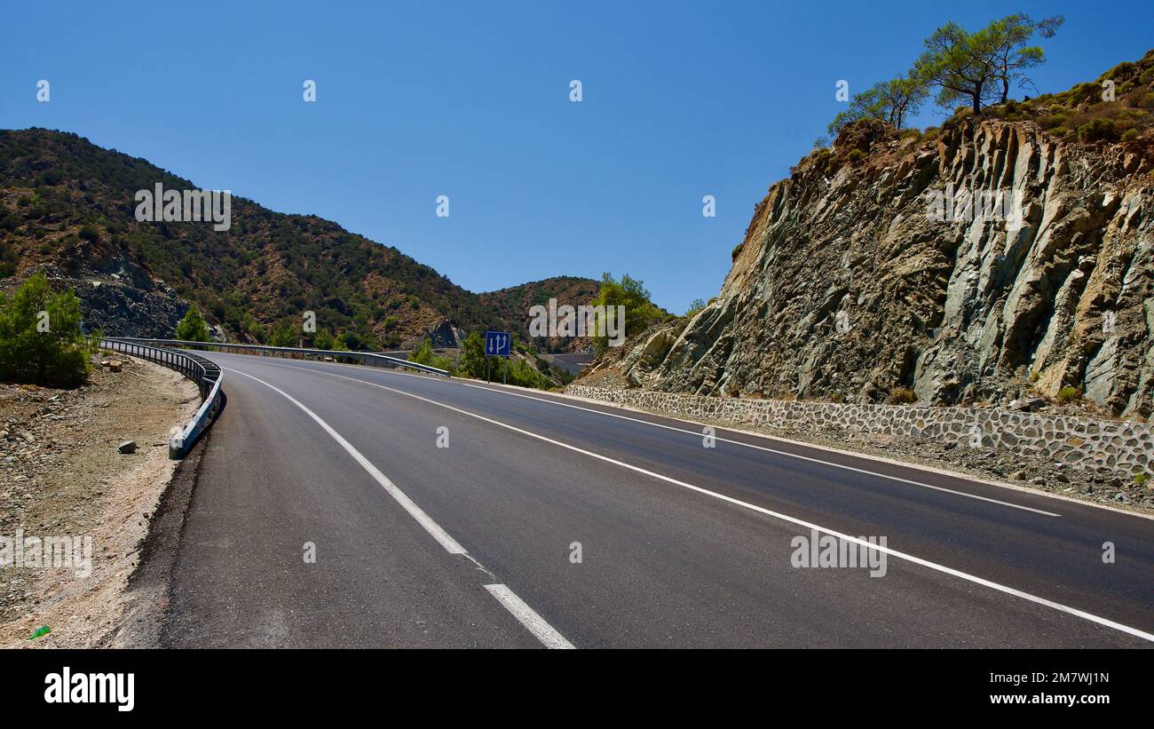 The highway connecting the Aegean and the Mediterranean. Asphalt road ...
