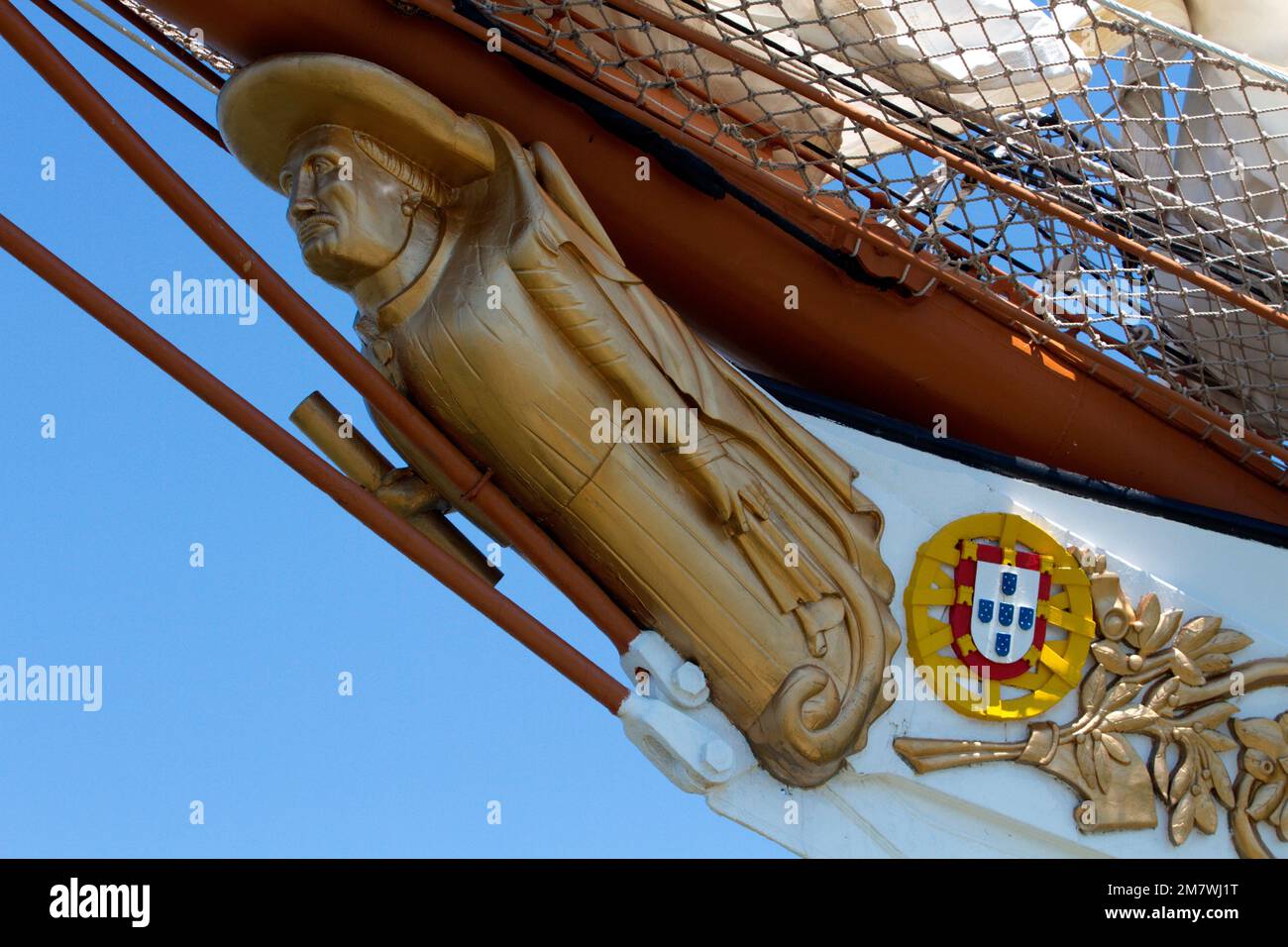 figurehead of Portuguese Navy tall ship Sagres II, Lisbon, 2012 Stock ...