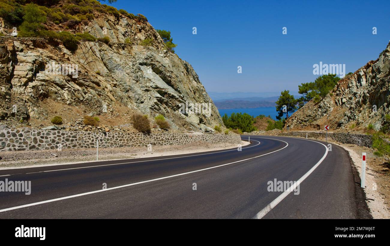 The highway connecting the Aegean and the Mediterranean. Asphalt road ...