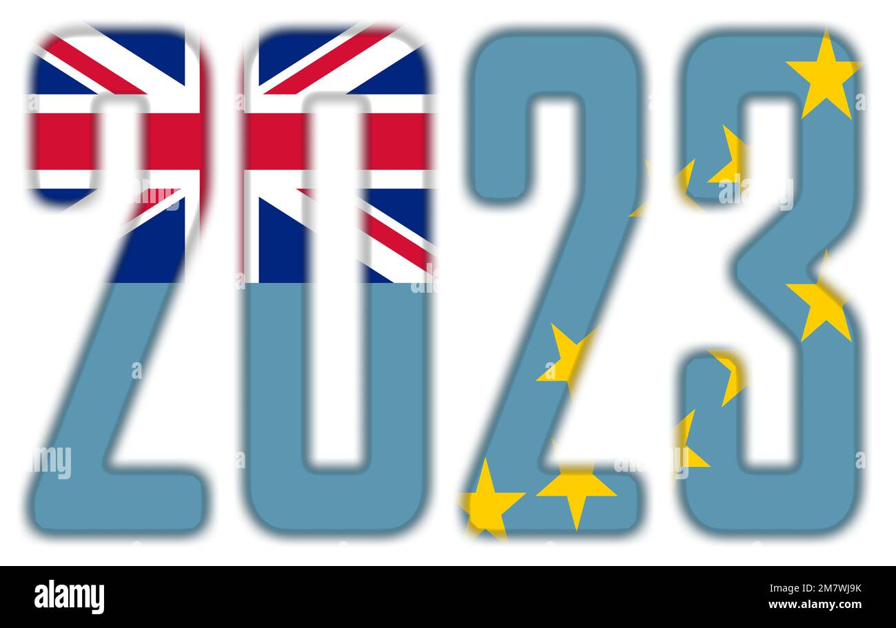 2023, isolated on white - With the Flag of Tuvalu Stock Photo - Alamy