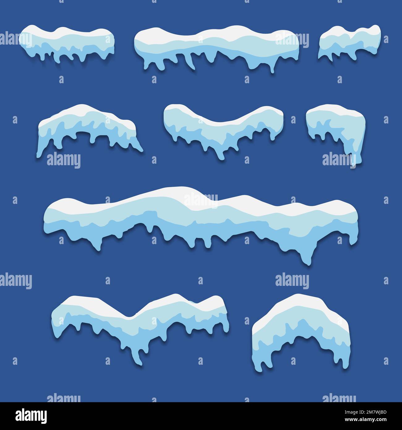 Snow caps isolated on blue background. Vector illustration. Eps 10 ...