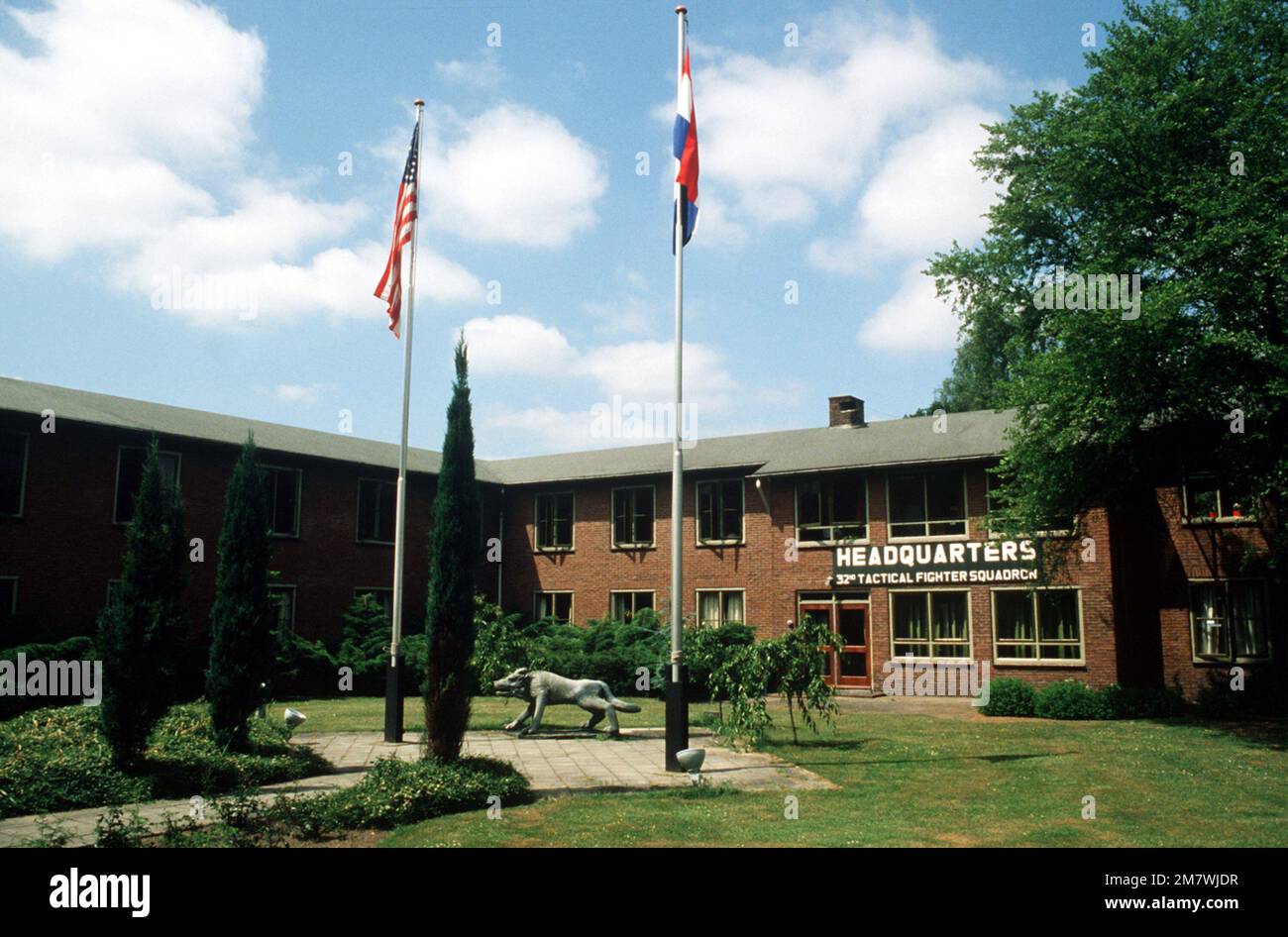 A view of the Headquarter Building of the 32nd Tactical Fighter ...
