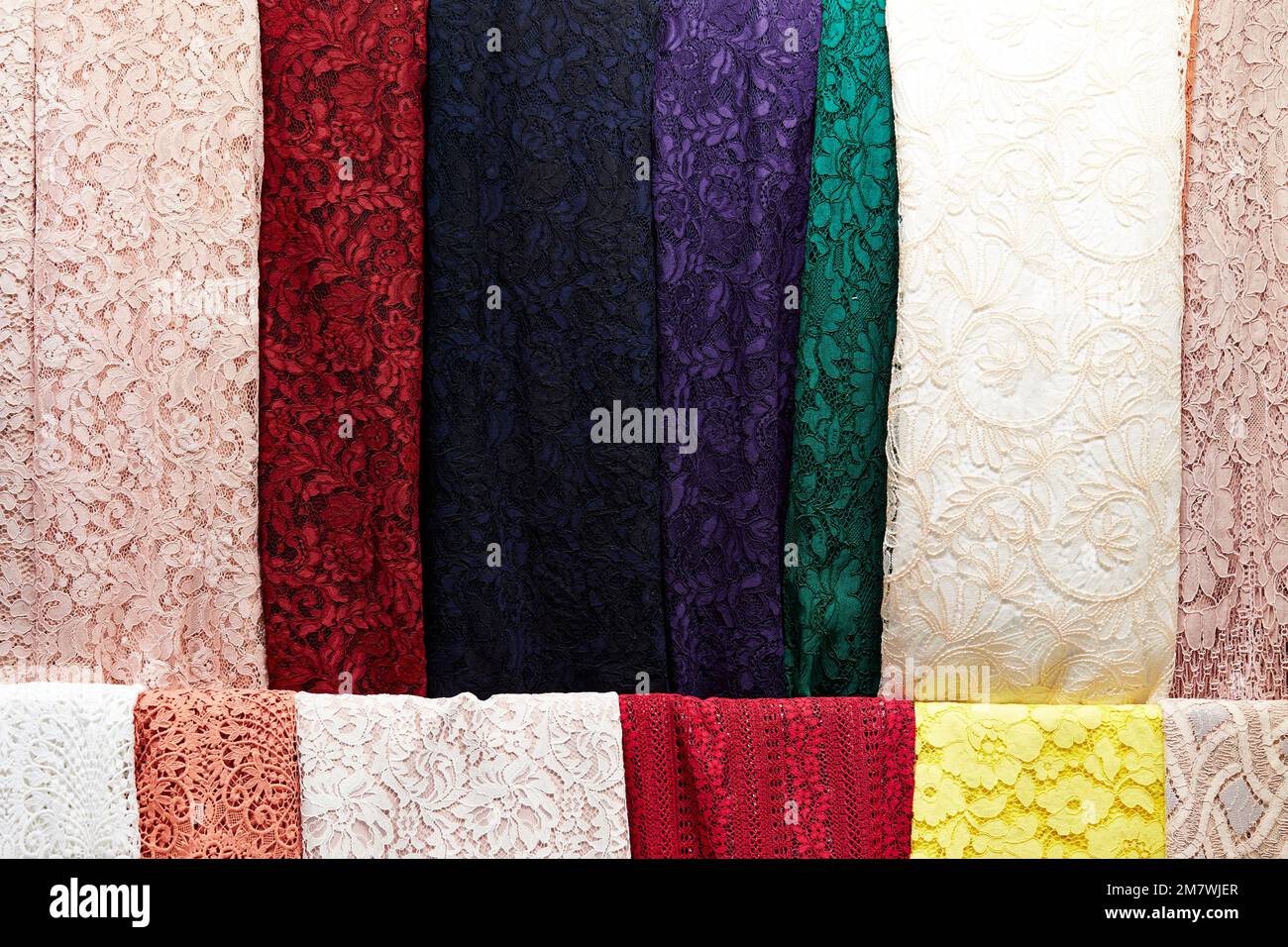 Fabric sample, Korean traditional market Stock Photo - Alamy