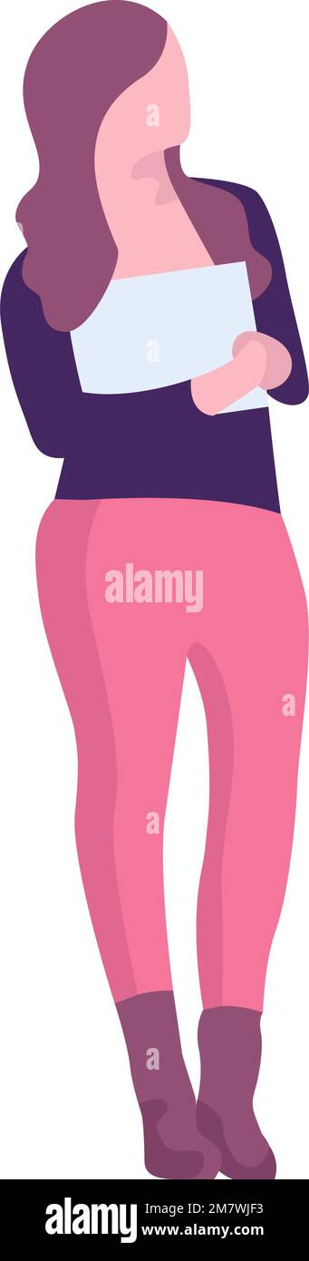 Woman student vector. Girl character icon. Female person standing ...