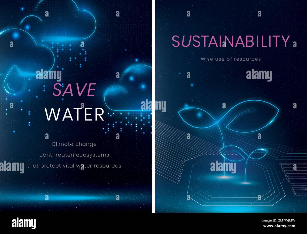 Environmental technology poster template vector set Stock Vector Image ...