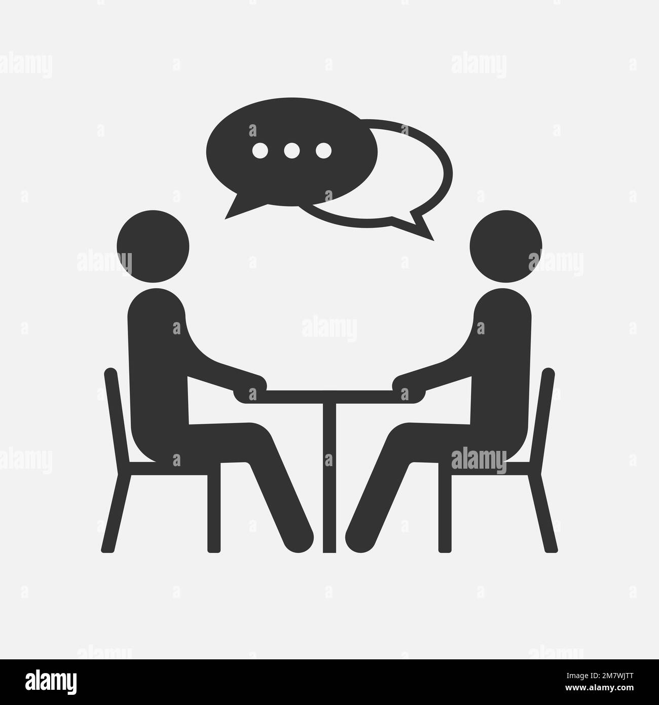 People at a table talking, icon isolated on white background. Vector ...