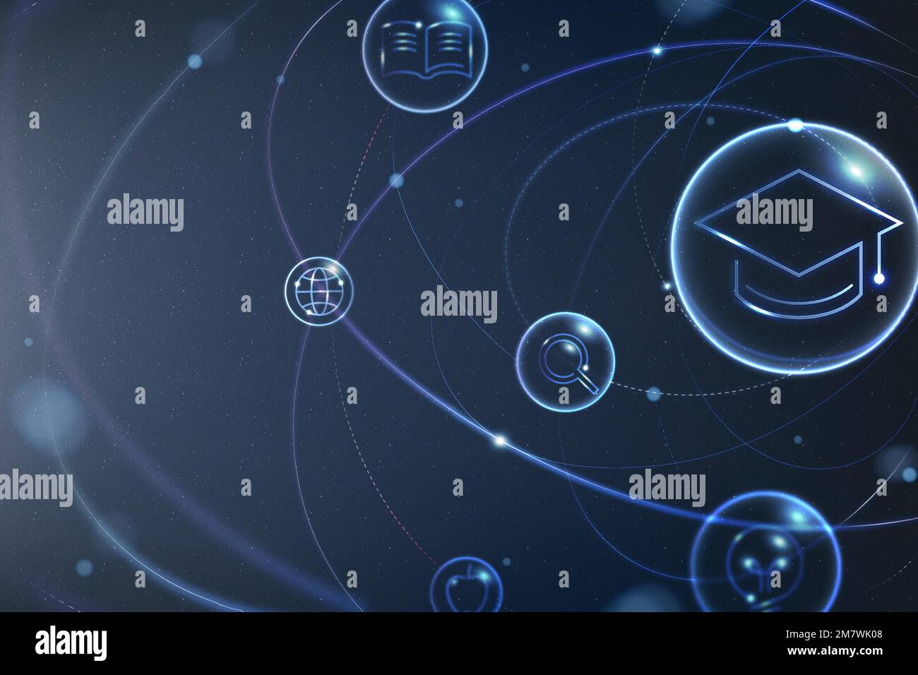 Education technology futuristic background vector in gradient blue ...