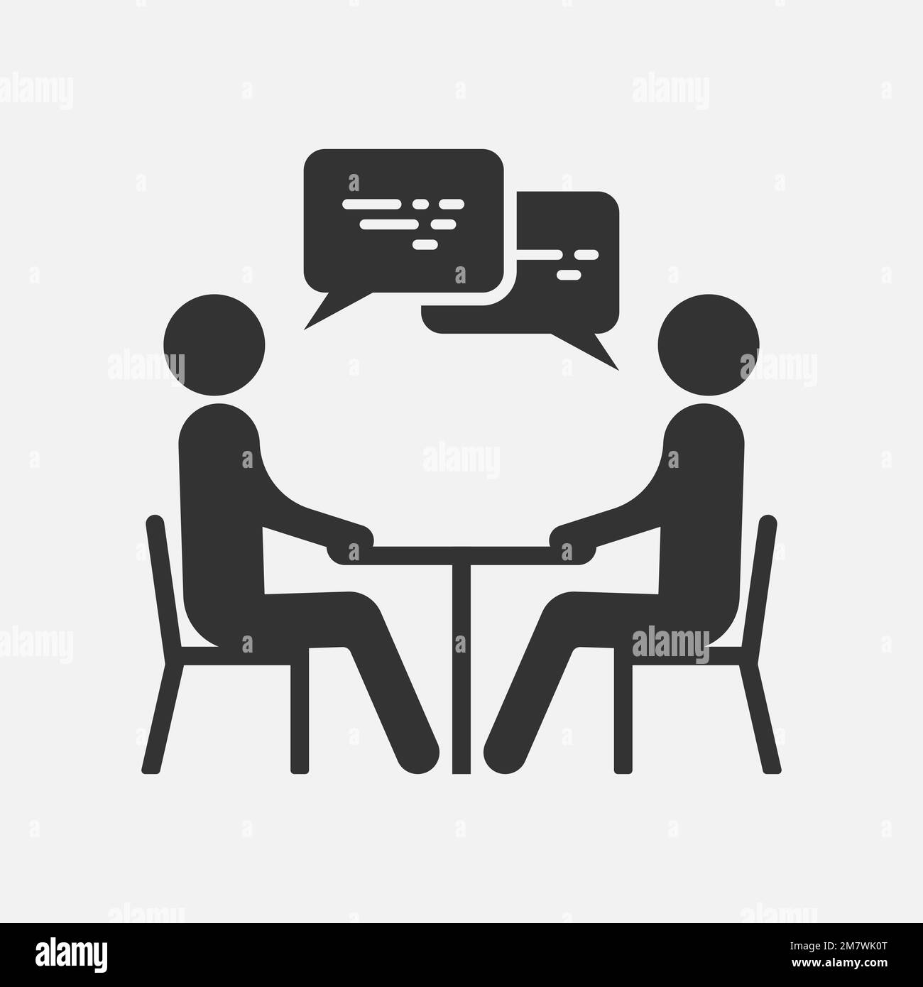 People at a table talking, icon isolated on white background. Vector ...