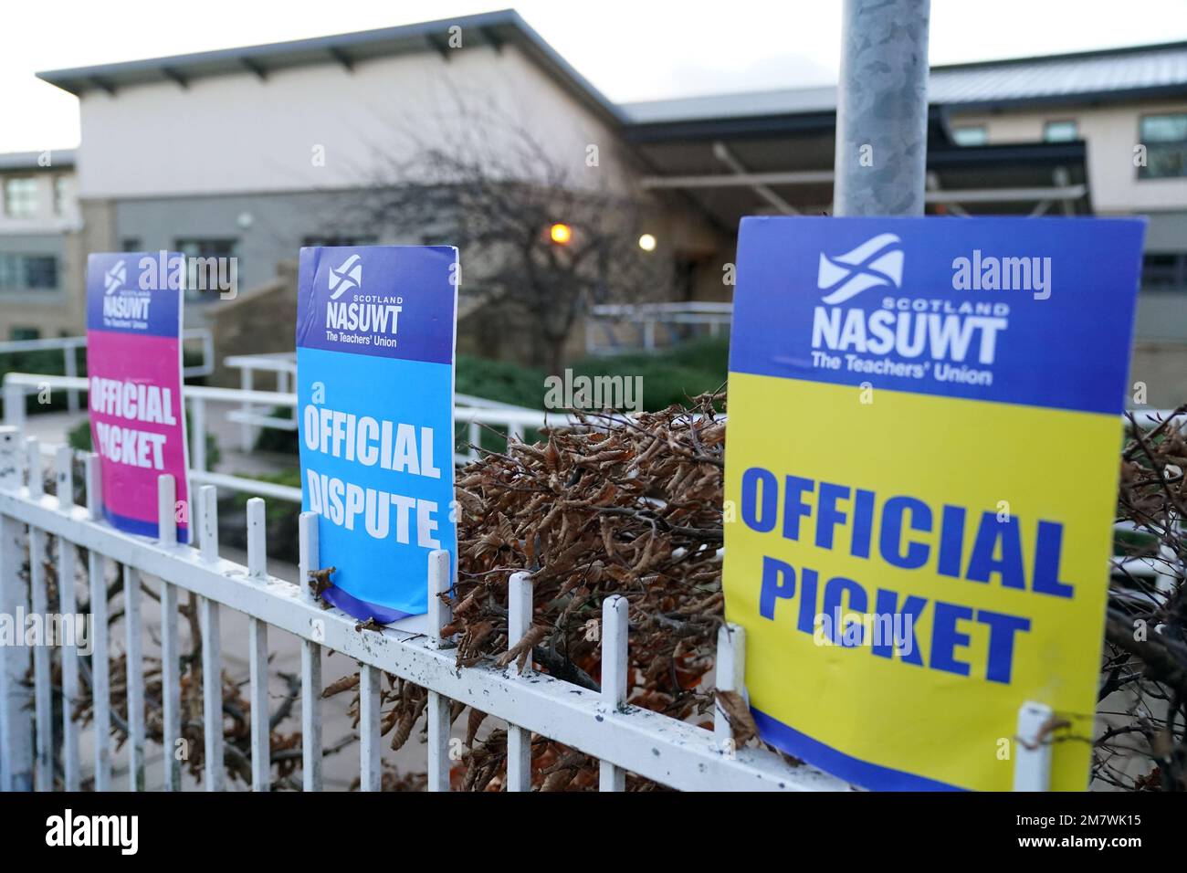 Placards outside Craigmount High School in Edinburgh, as secondary ...