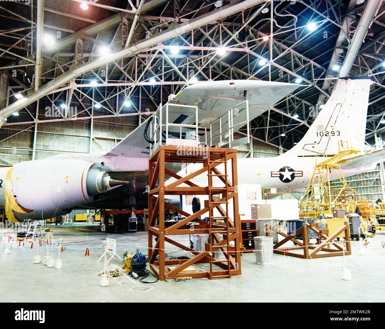 Left side view of a KC-135R Stratotanker aircraft, with a vertical ...