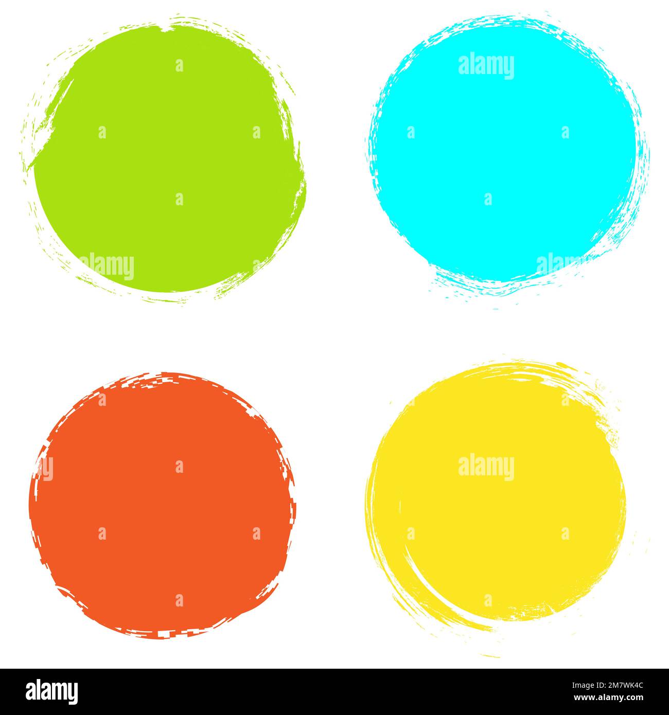 Set of circle brush stroke backgrounds isolated on white background ...