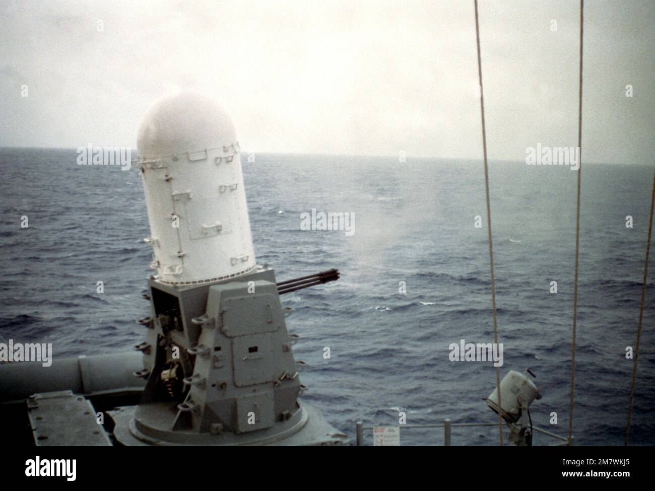 A Mark 15 Phalanx 20mm close-in weapon system (CIWS) is fired aboard ...