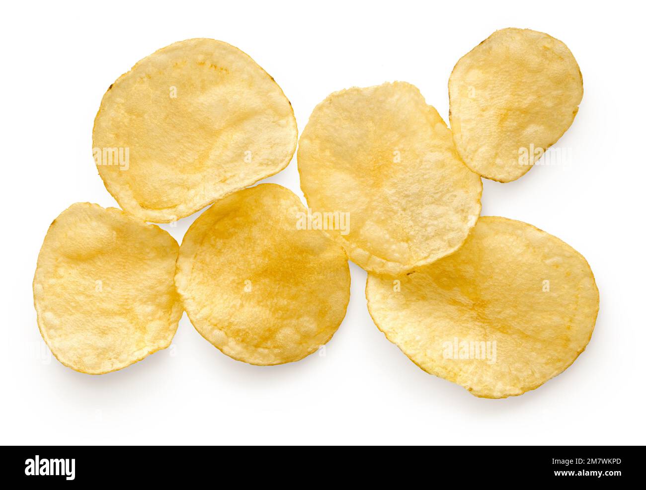 Group of round natural potato chips, isolated on white background Stock ...
