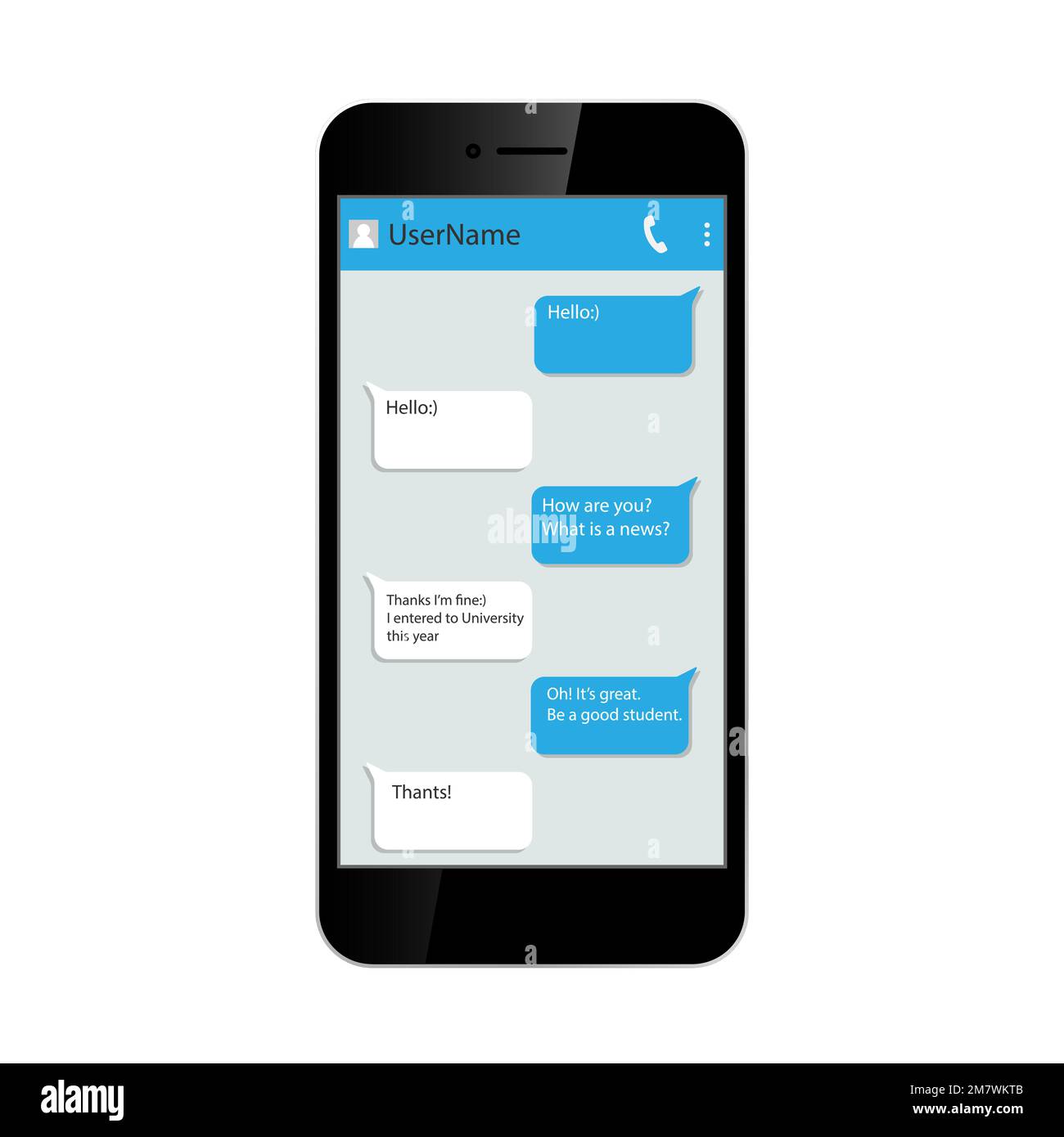 Social network concept. Messenger window on smartphone. Chating and ...