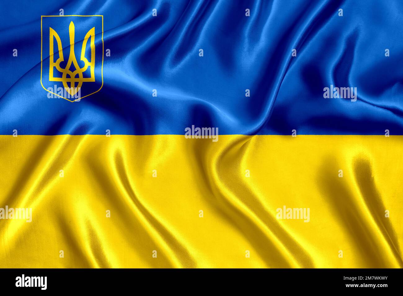 Flag of Ukraine with trident Stock Photo - Alamy