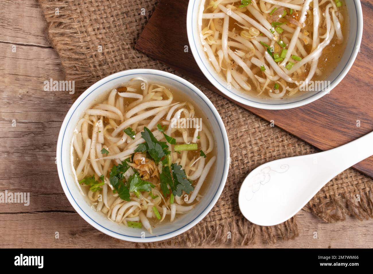 Bean sprout soup, clear water, tasteless food. Chinese food Stock Photo ...