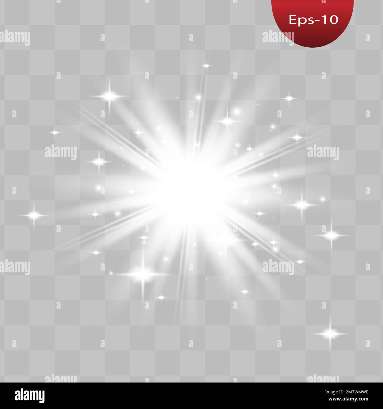 glowing lights effects isolated on gray background. Sun flash with rays ...