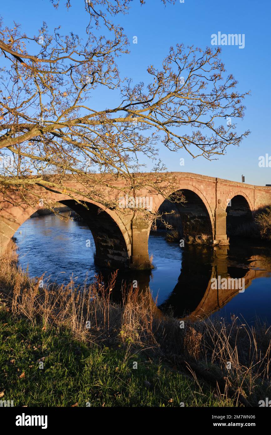 The old bridge over the River Severn at Llandrinio, Wales Stock Photo ...