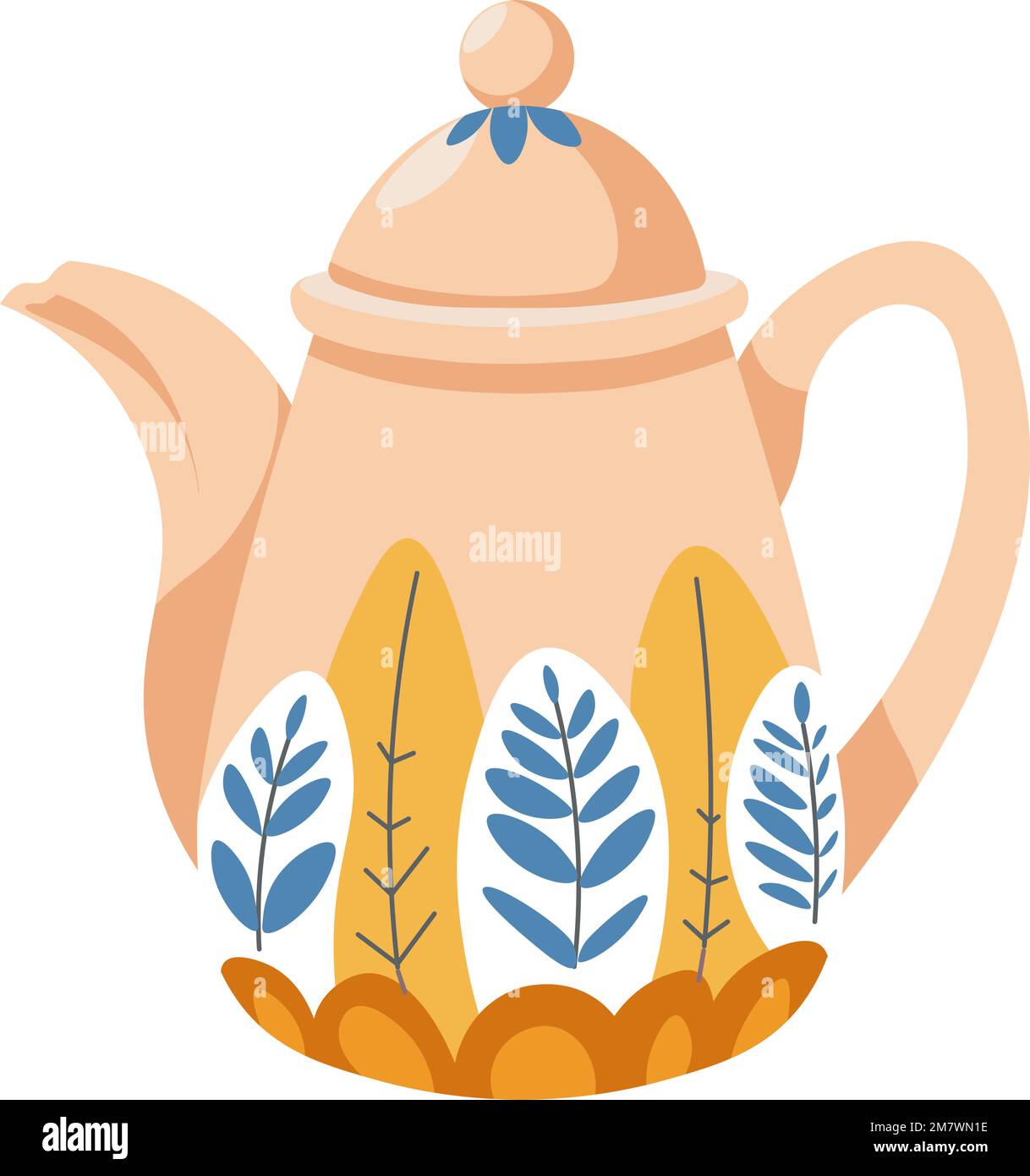 Tea pot or kettle with floral ornament decoration Stock Vector Image ...