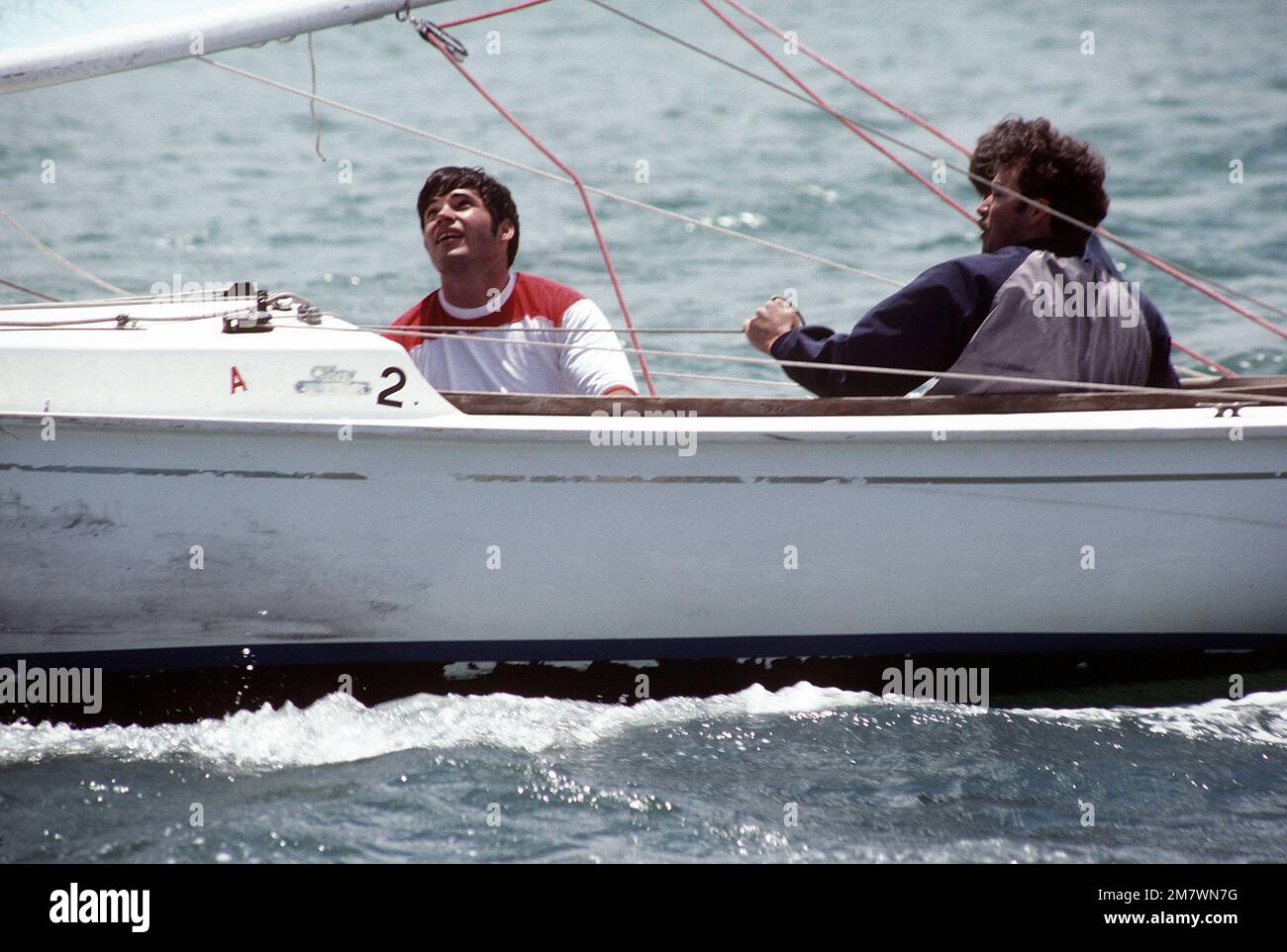 A view of a sailing team yacht taking part in the Treasure Island Yacht ...