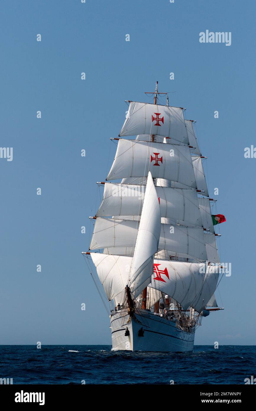 Portuguese Navy tall ship Sagres II, New Jersey race start, 2015 Stock ...
