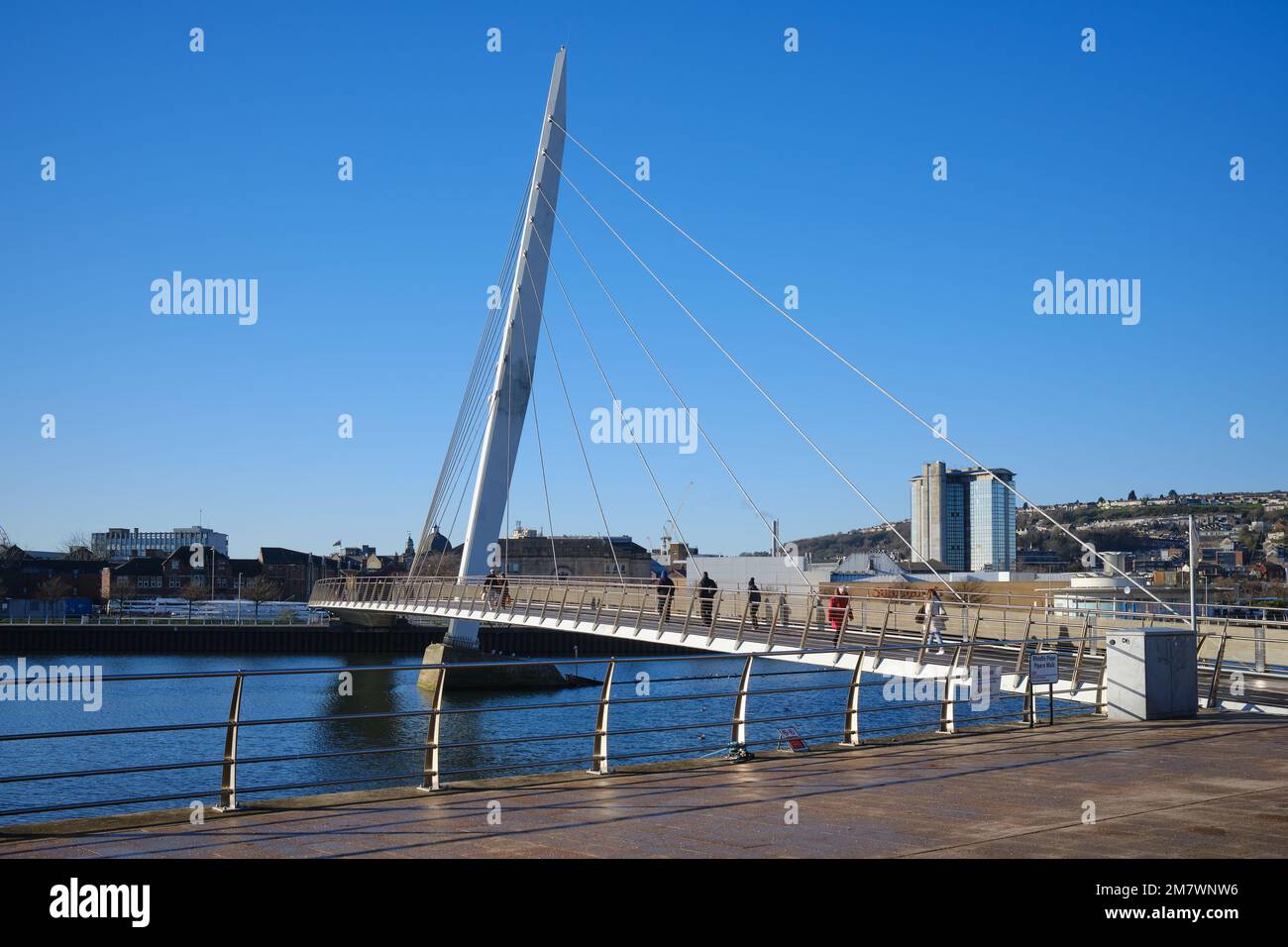 The Sail Bridge over the river Tawe in Swansea, part of the ...