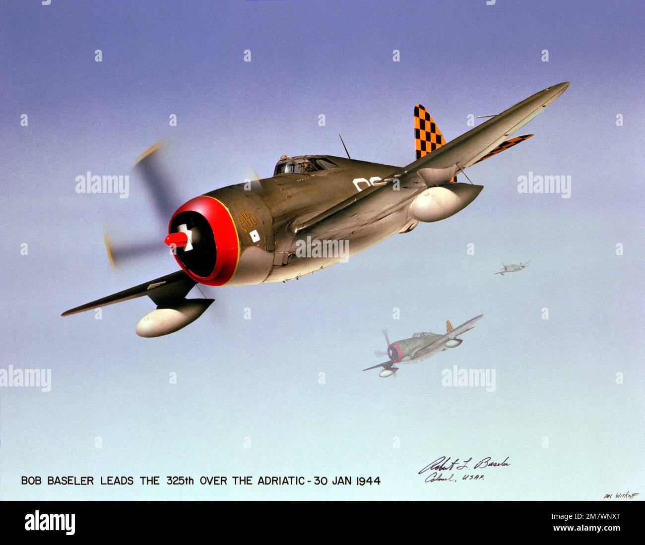 Artwork: "Bob Baseler Leads the 325th Over the Adriatic," 1944 Artist ...
