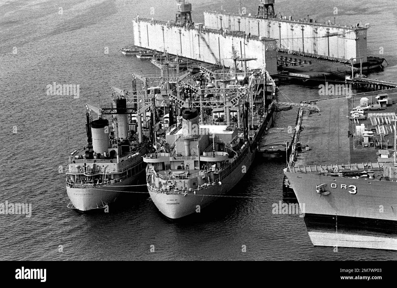 An aerial view of the US Naval Ship Repair Facility. Berthed at the ...