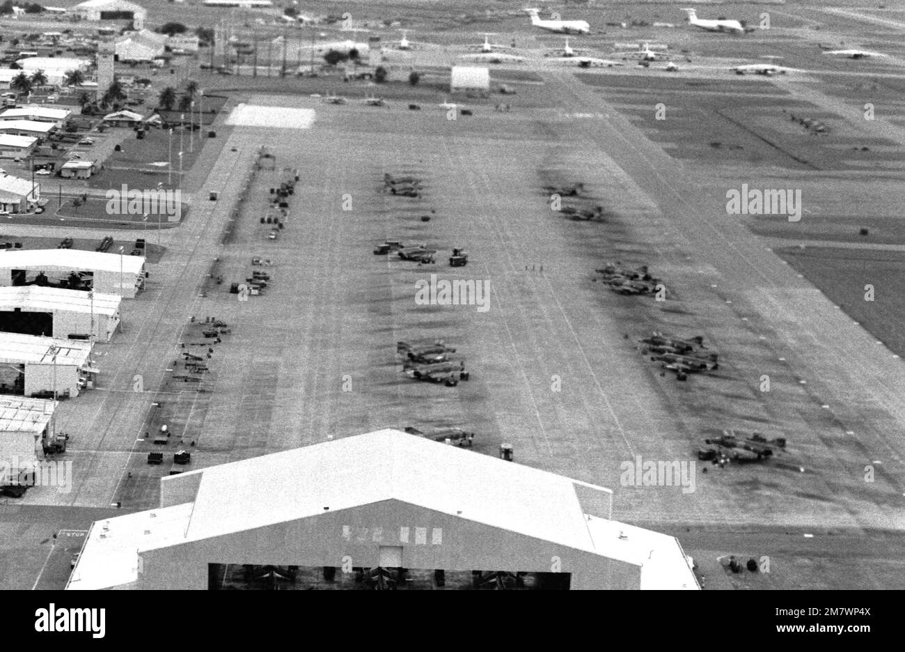 An aerial view of part of the flight line area. Base: Naval Air Station ...