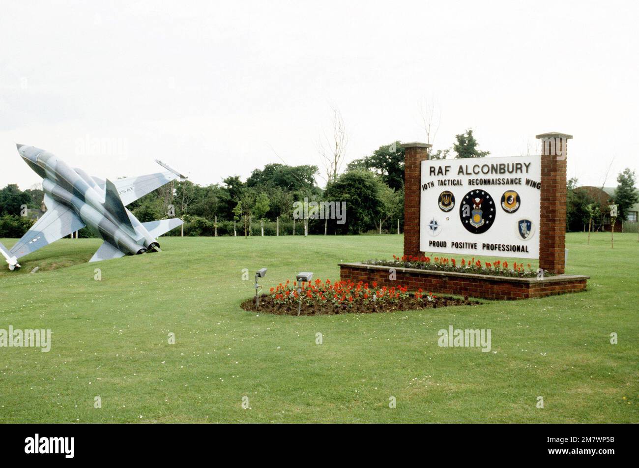 A view of the sign at the main gate, which identifies the base as the ...