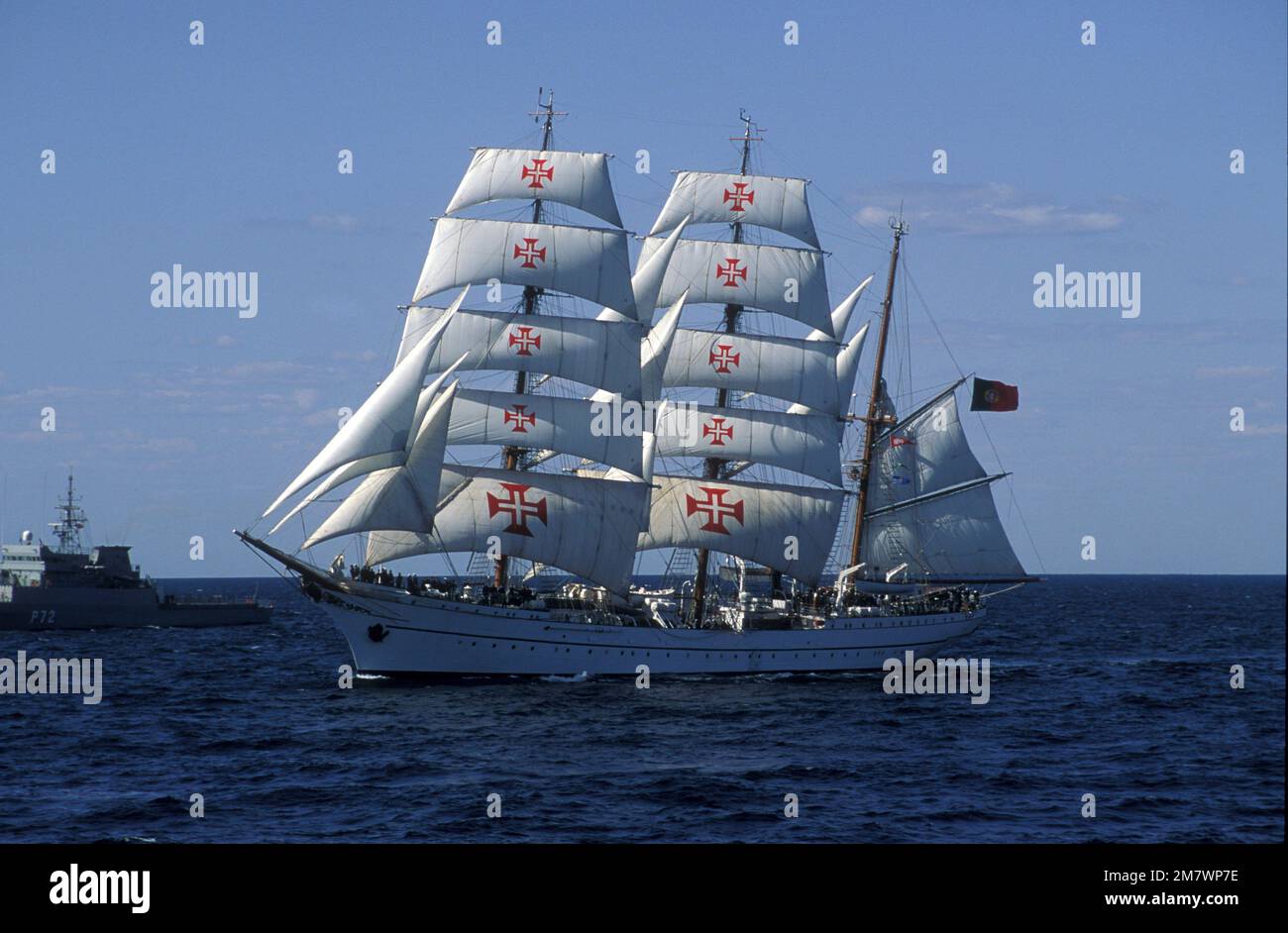 Portuguese Navy tall ship Sagres II, Cadiz race start, 1992 Stock Photo ...