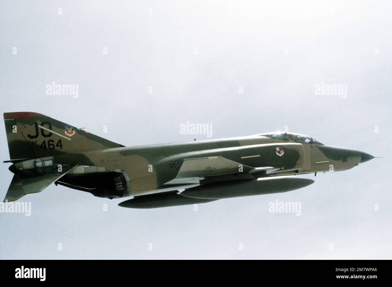 A right side view of an RF-4C Phantom II aircraft in flight near RAF ...