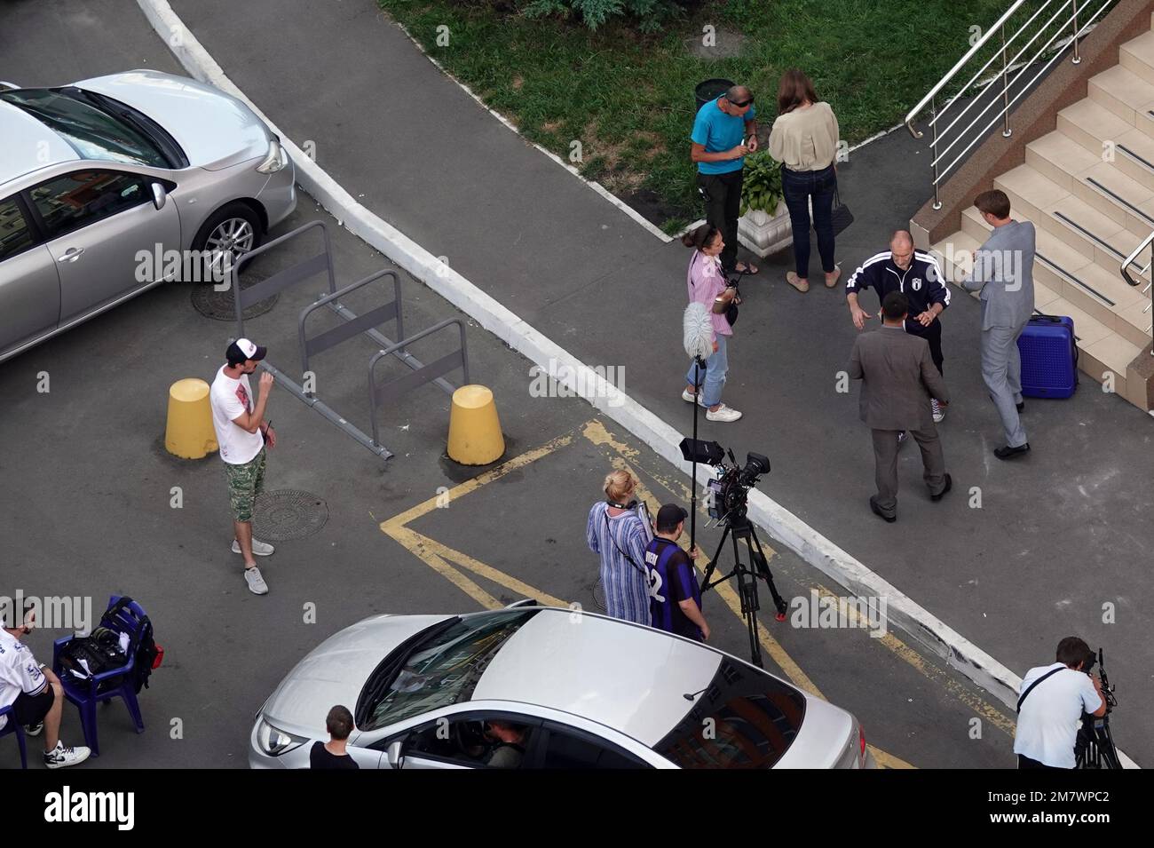Kiev, Ukraine August 17, 2020: Filming of an action movie in ...