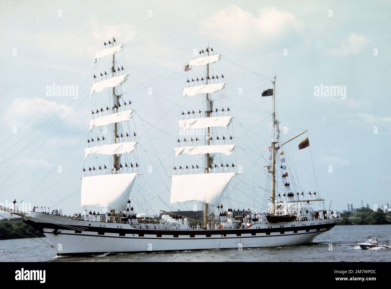 A port bow view of the Venezuelan training ship SIMON BOLIVAR with ...