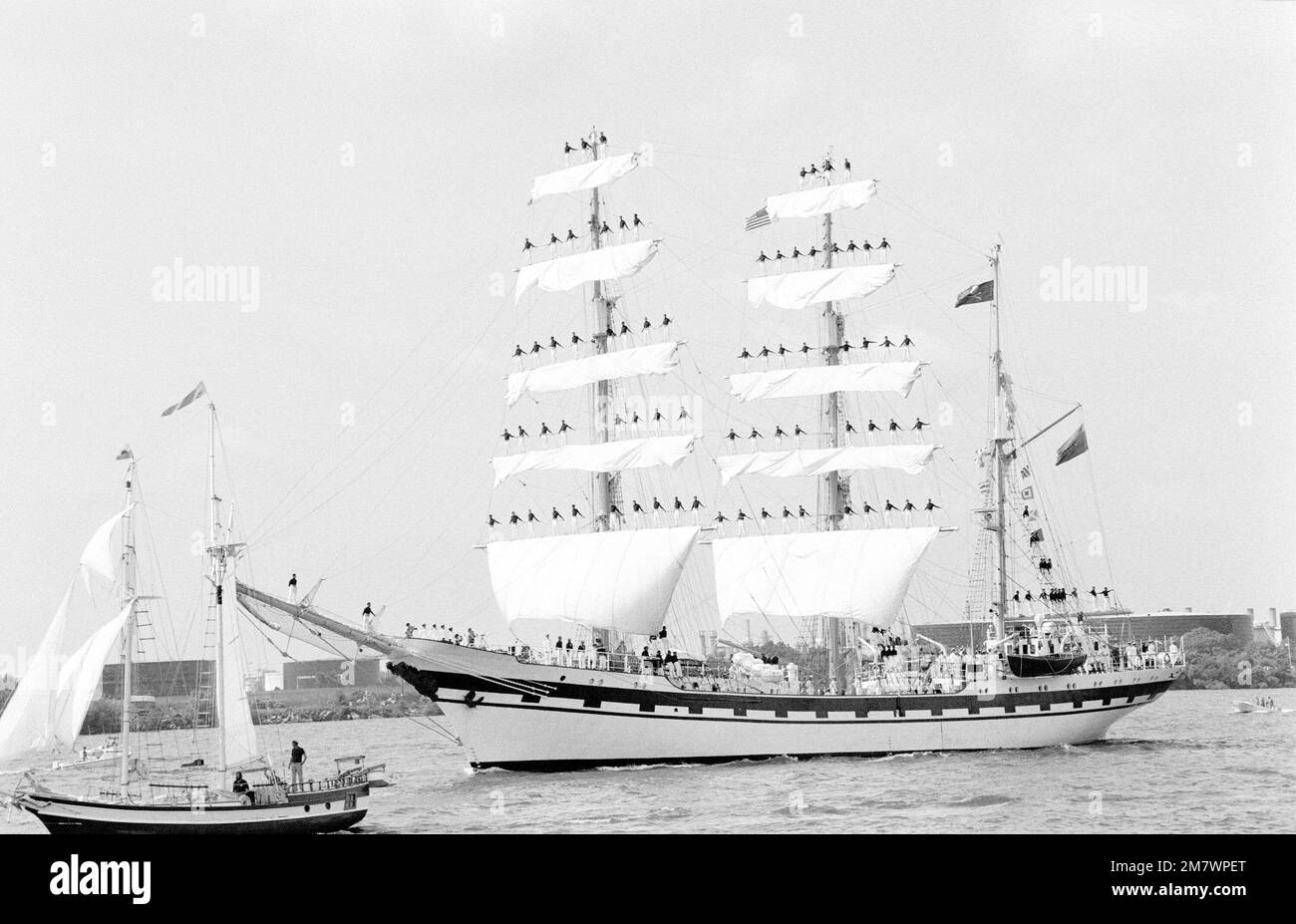 A port beam view of the Venezuelan training ship SIMON BOLIVAR under ...