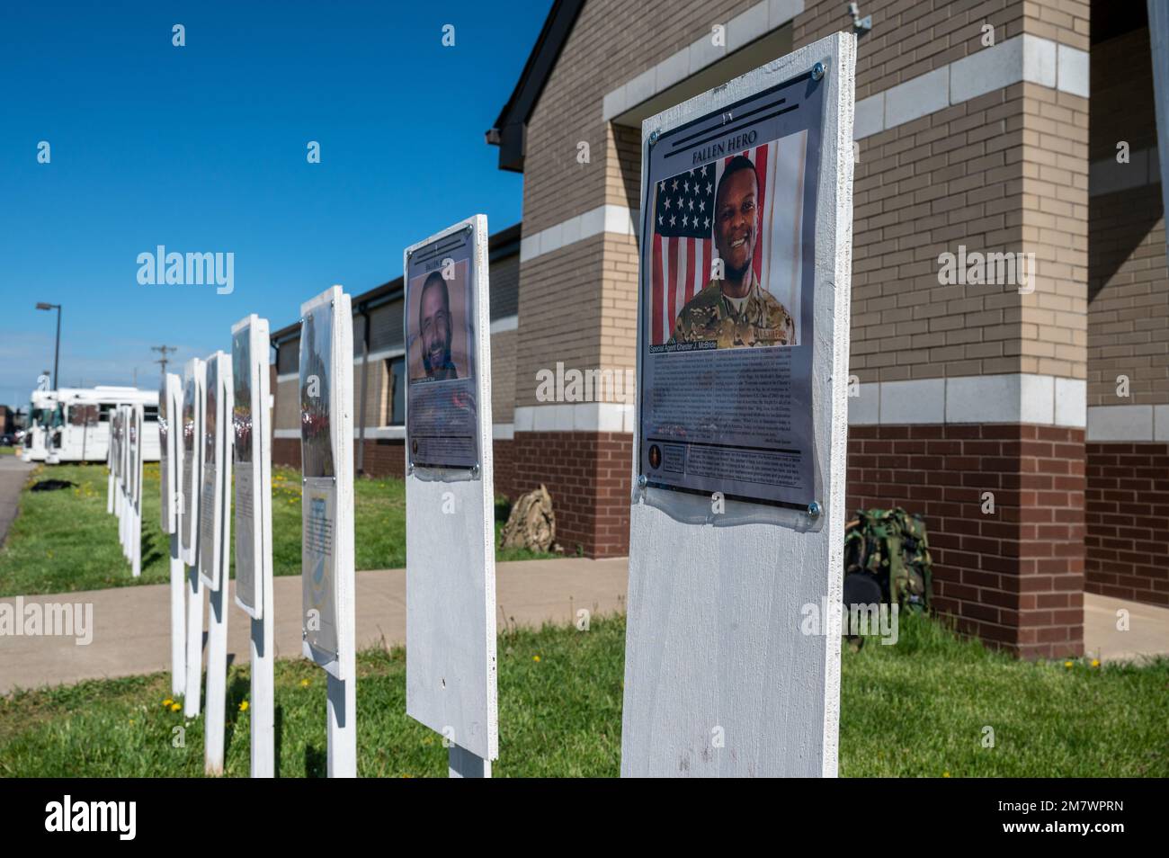 Signs with fallen security forces members photos and stories are ...