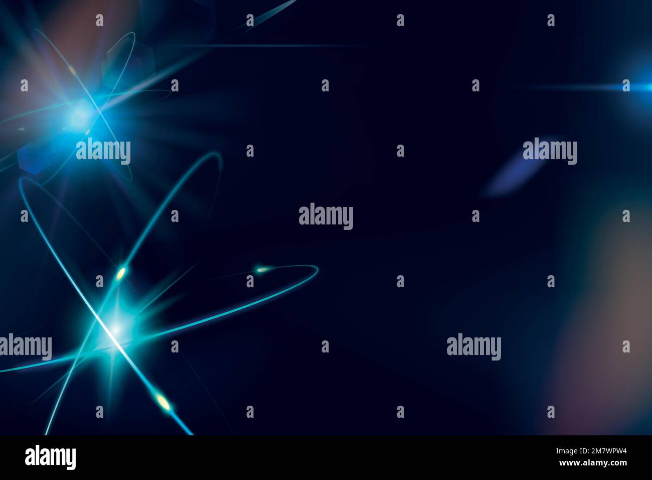 Atomic science technology background vector border in blue neon style ...