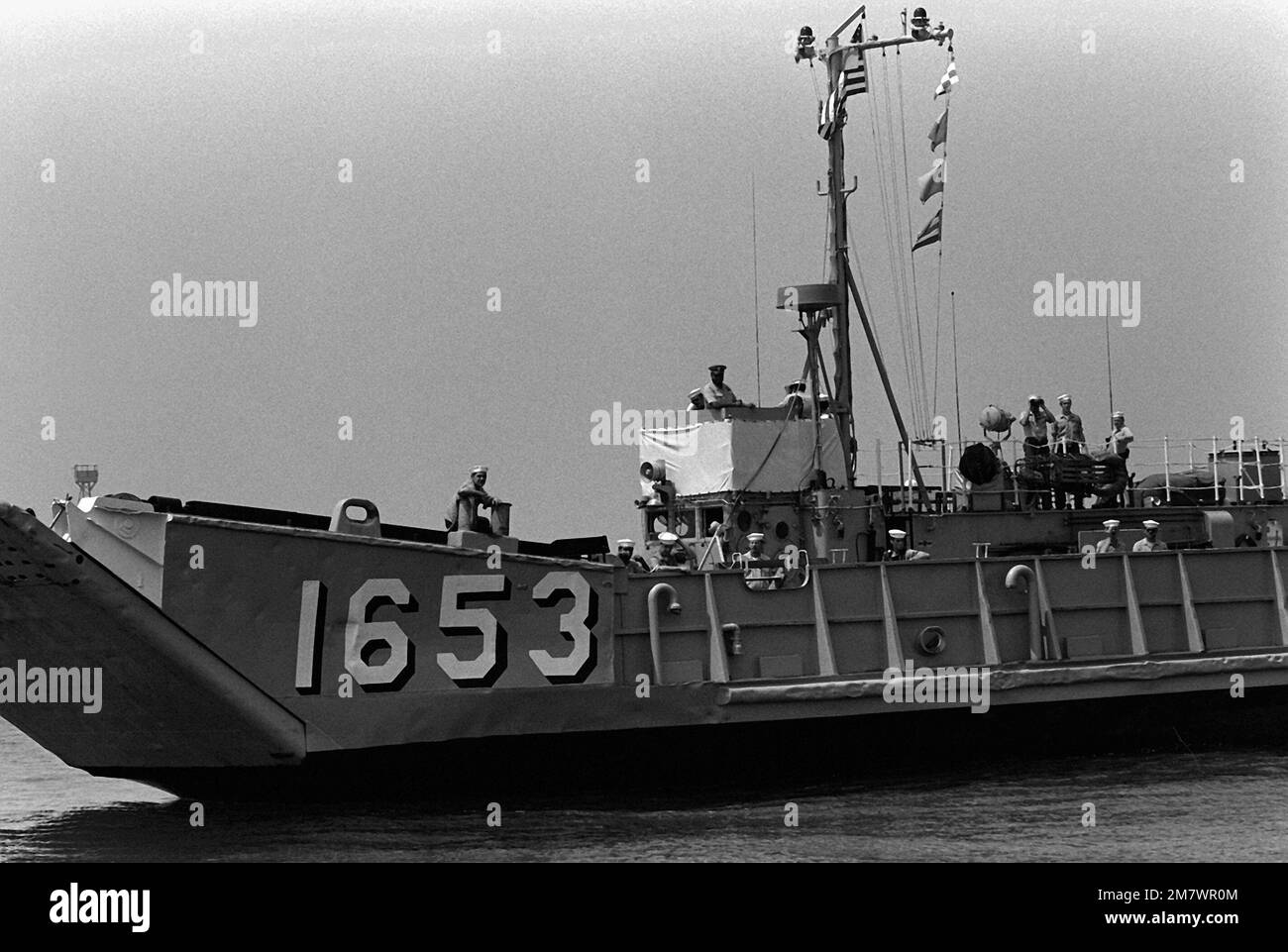 A port bow view of the utility landing craft (LCU-1653). The LCU is ...