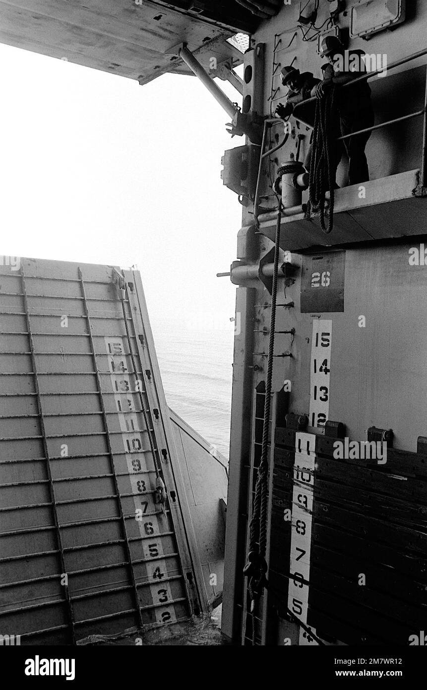 The docking well of the amphibious transport dock USS NASHVILLE (LPD-13 ...