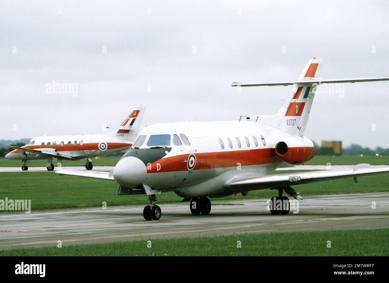 A left front view of a British Aerospace 125 Series 700 twin-turbofan ...