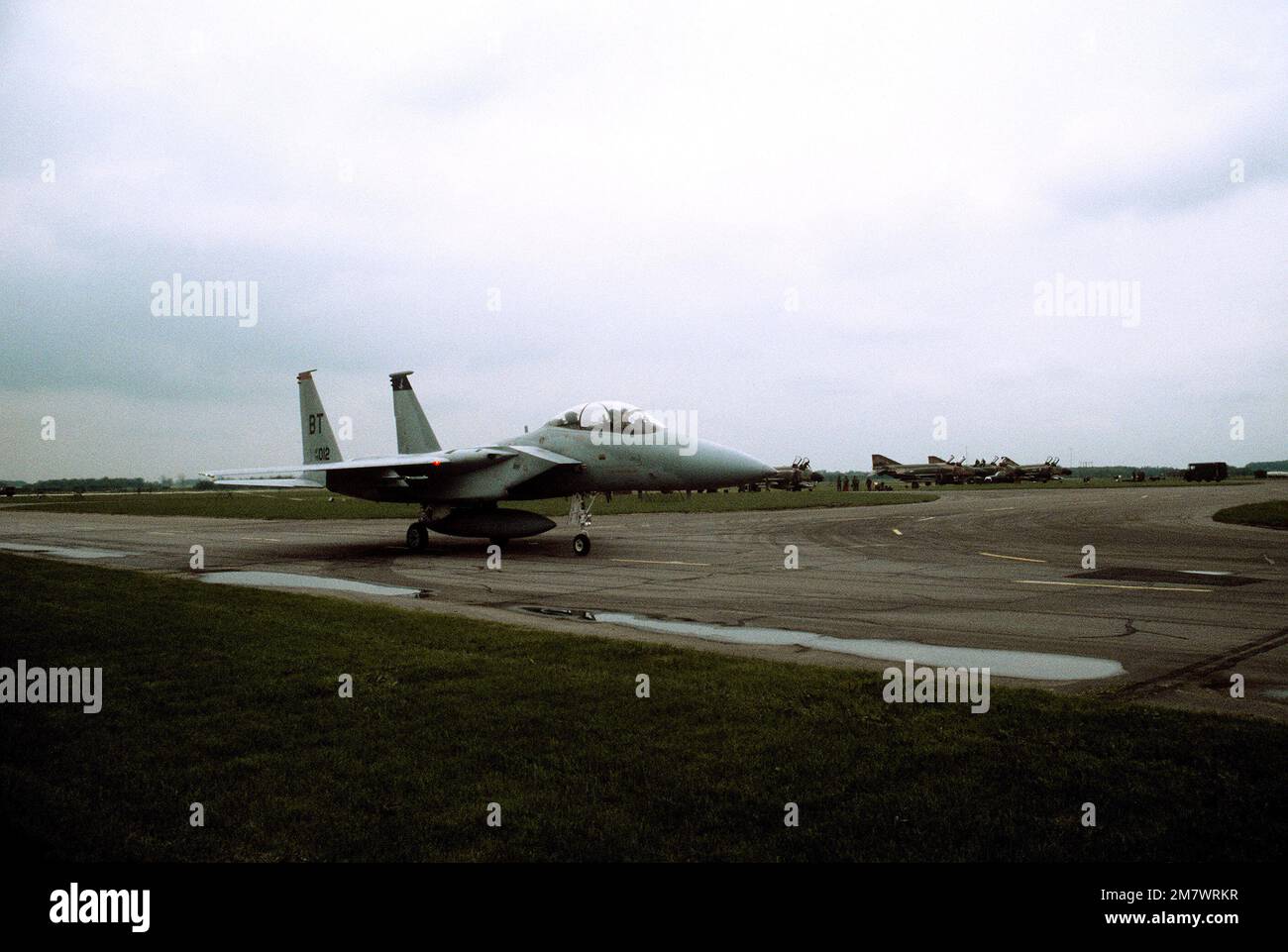 A right front view of an F-15 Eagle aircraft from Bitburg Air Base ...