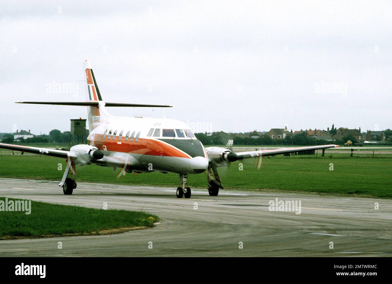 A right front view of a British Aerospace Jetstream 31 light commuter ...