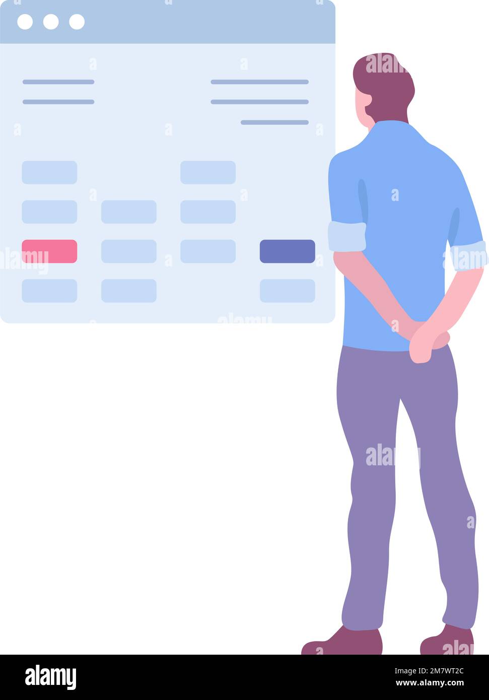 Money management icon. Vector man analyzing data, financial income or ...