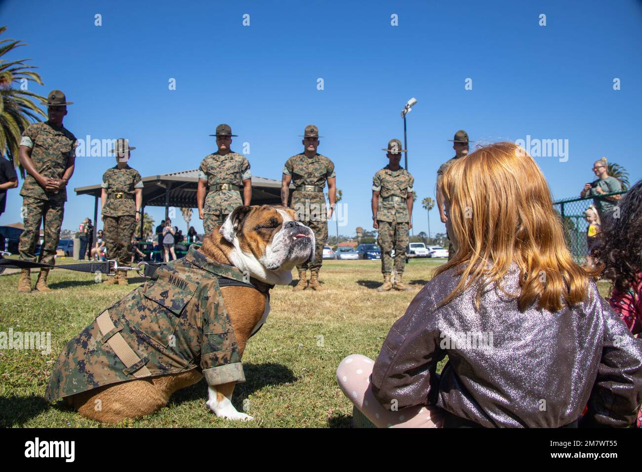 U.S Marine Corps Cpl. Manny, the mascot of Marine Corps Recruit Depot ...